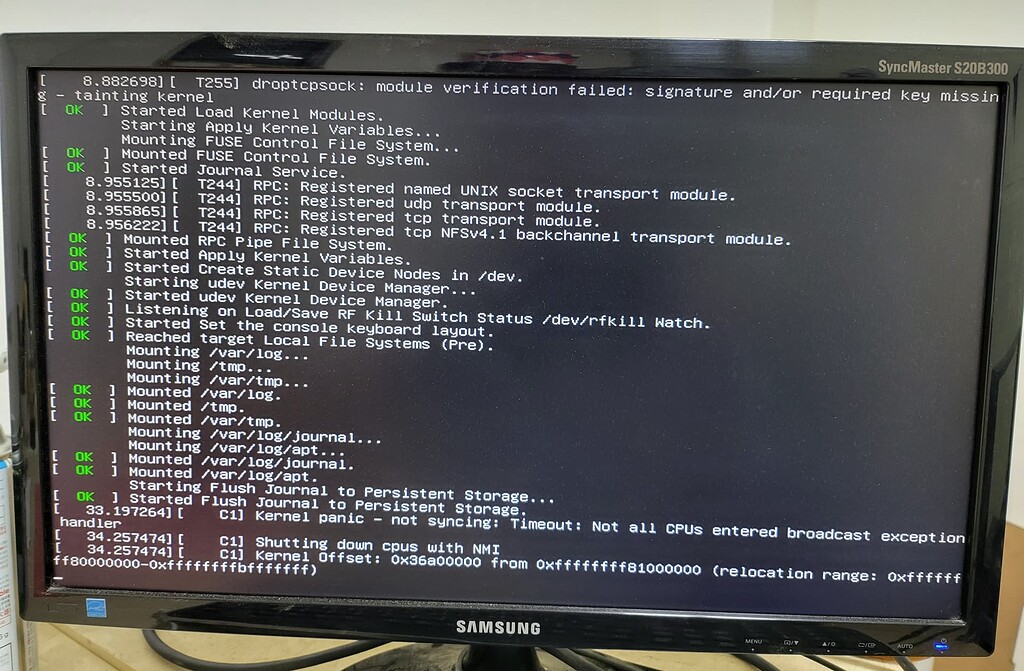 Kernel panic - not syncing timeout not all cpus entered broadcast exception handler - OS setup ...